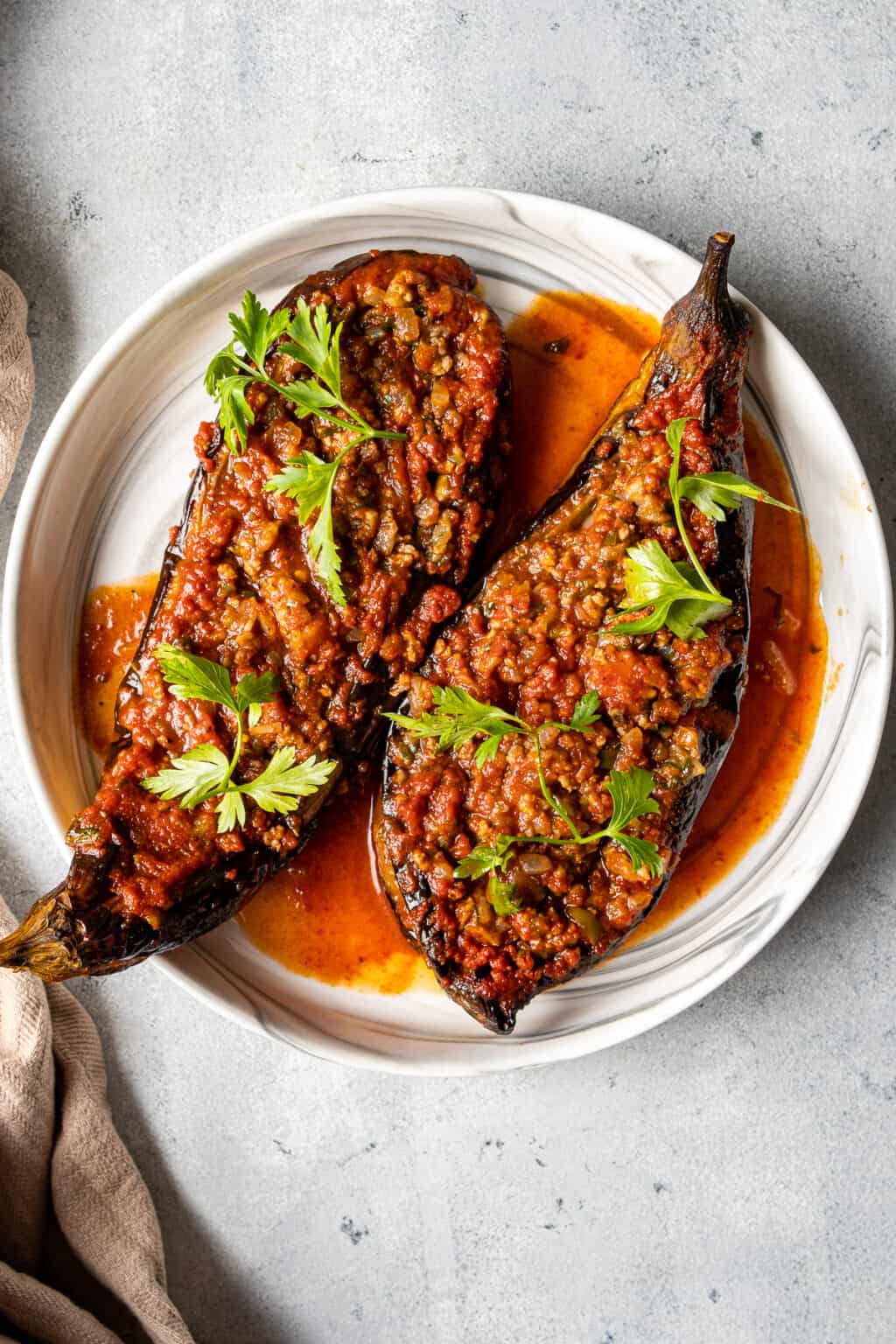Turkish Ground Beef Stuffed Eggplant Karniyarik Recipe - Give Recipe