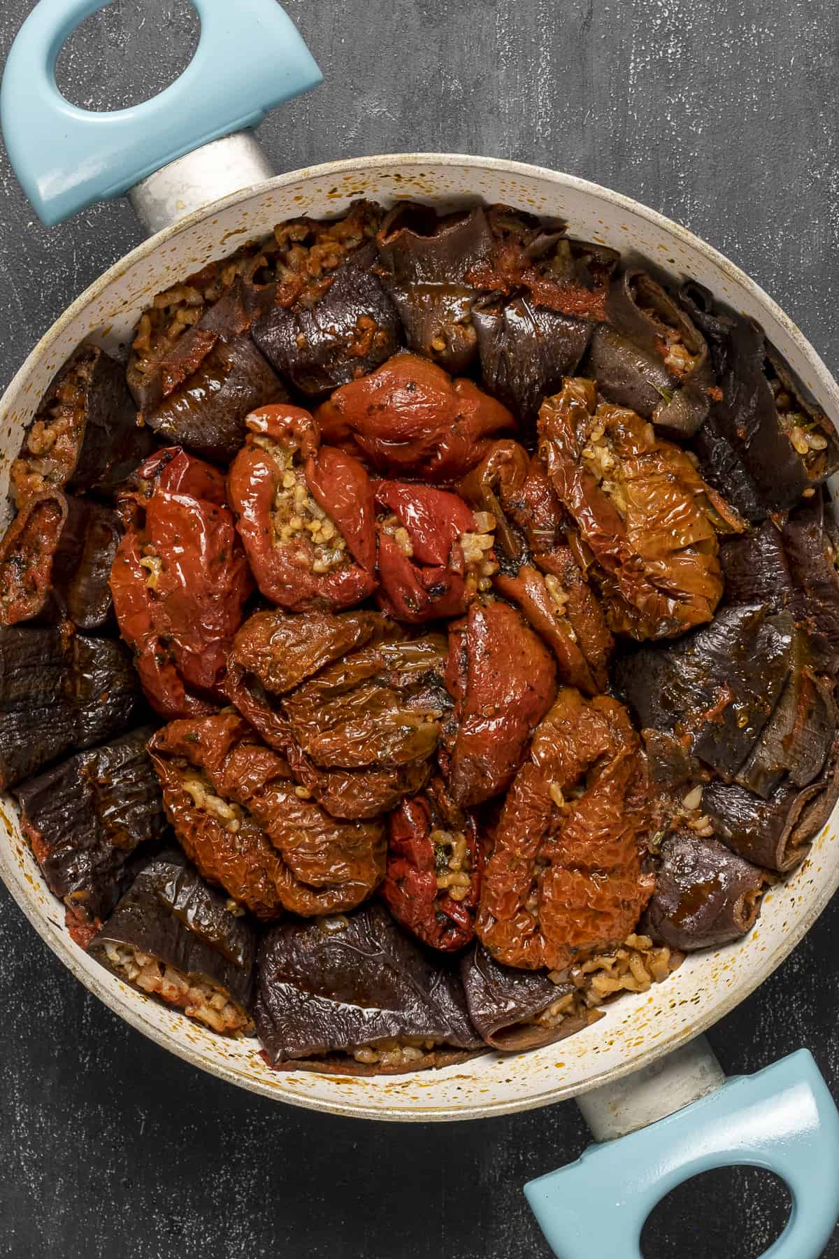 Kuru Dolma - Stuffed Dried Eggplants and Peppers - Give Recipe