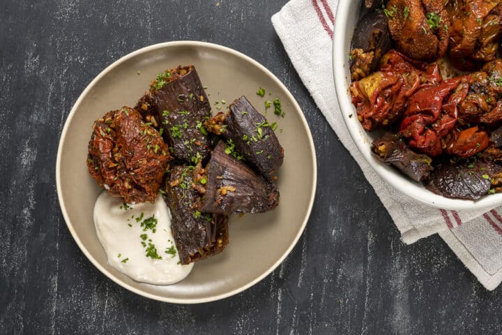Kuru Dolma - Stuffed Dried Eggplants and Peppers - Give Recipe