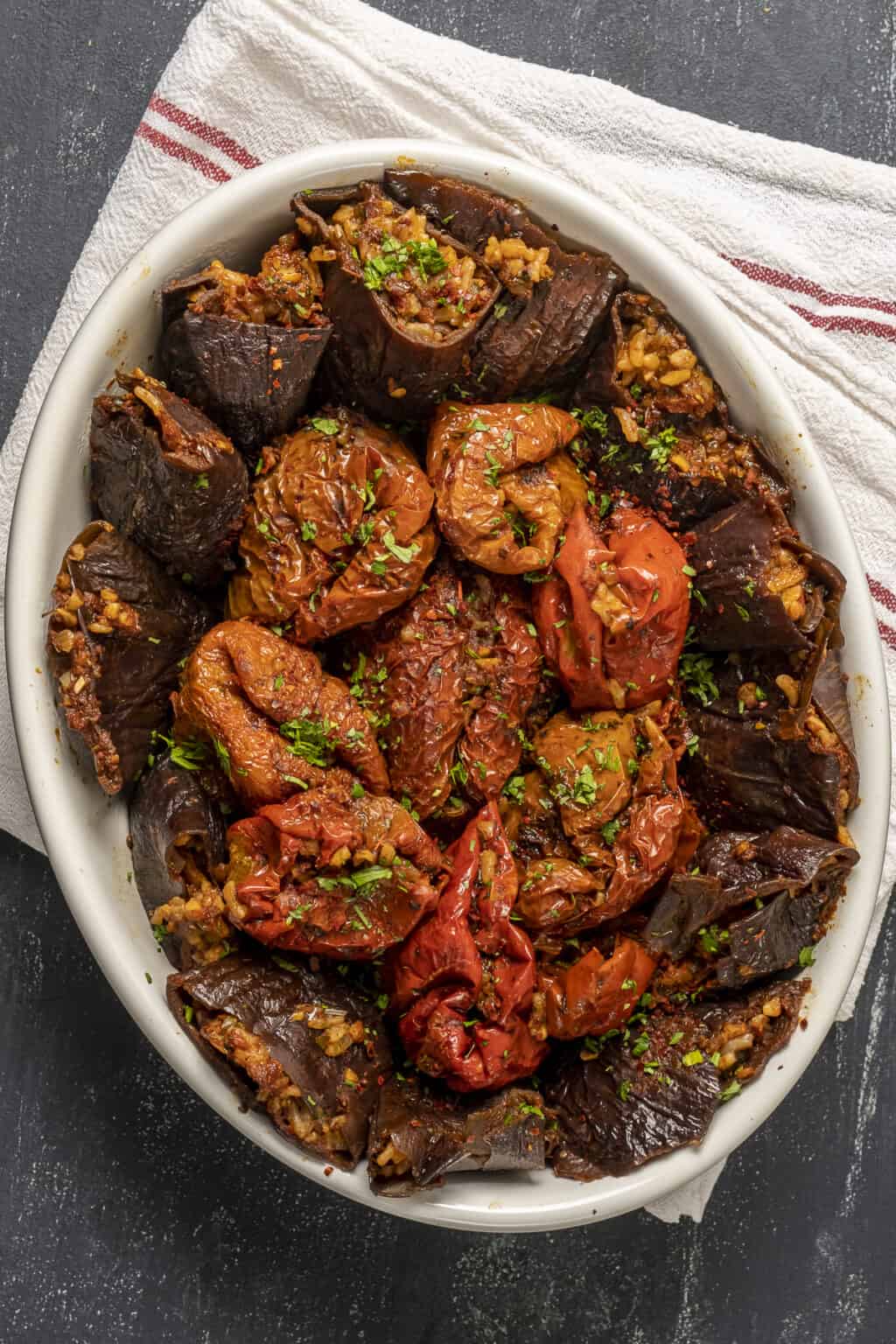Kuru Dolma - Stuffed Dried Eggplants and Peppers - Give Recipe